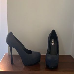 Yves Saint Laurent | Shoes | Ysl Mega High Heel Blue Suede | Poshmark